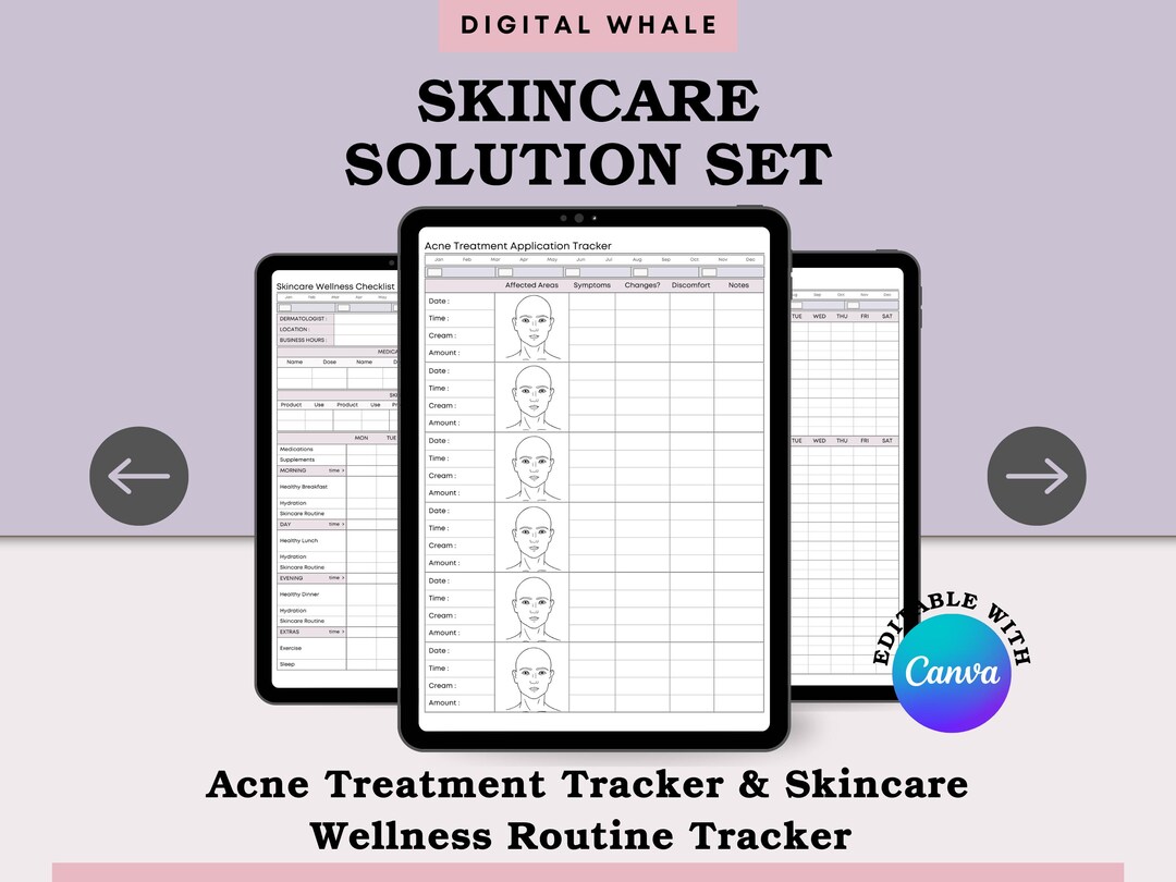 Acne Tracker & Skincare Wellness Planner | Printable Skin Care Journal ...