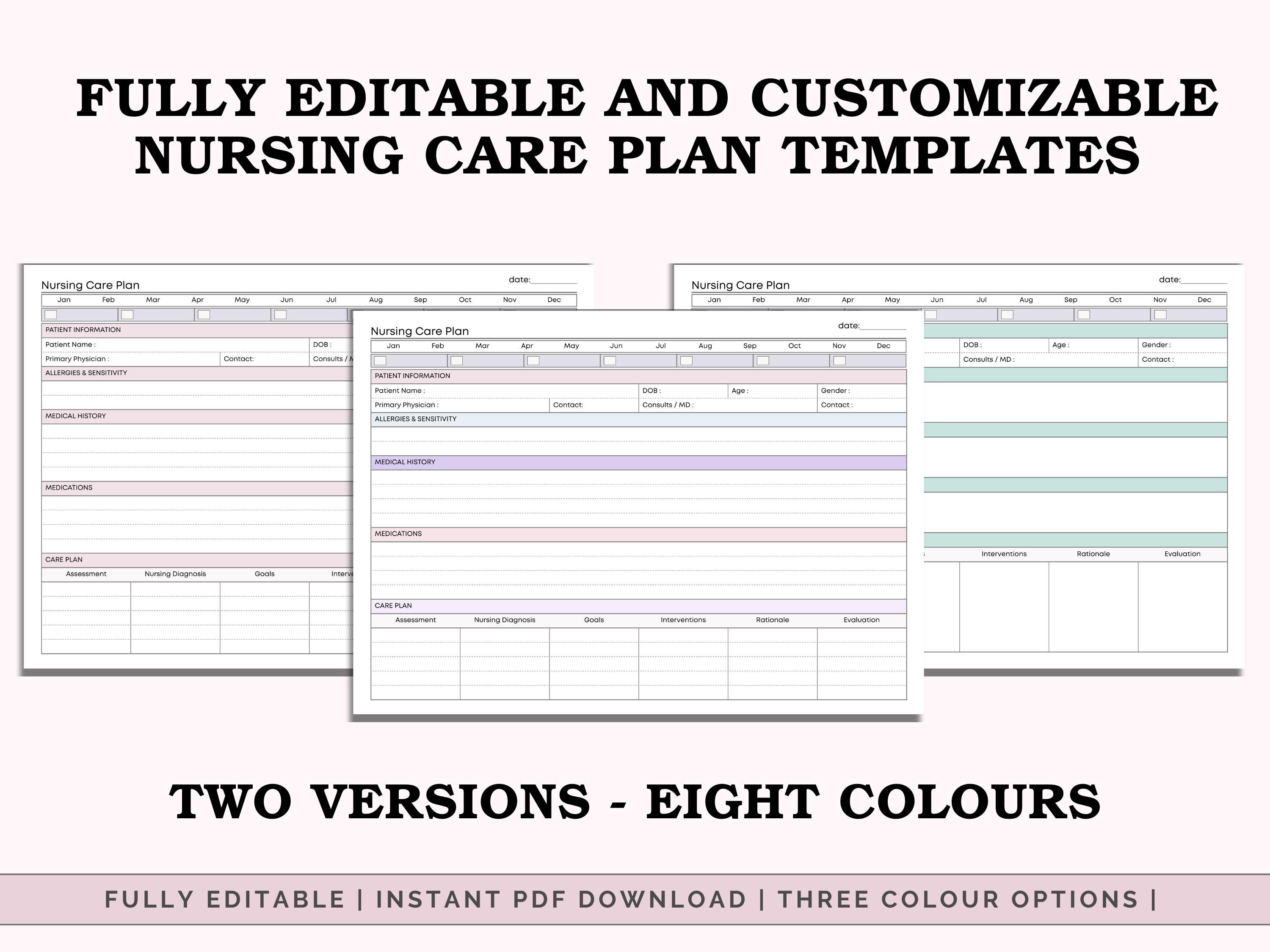 Editable Printable Nursing Care Plan, ADPIE, Nursing Student Resources ...