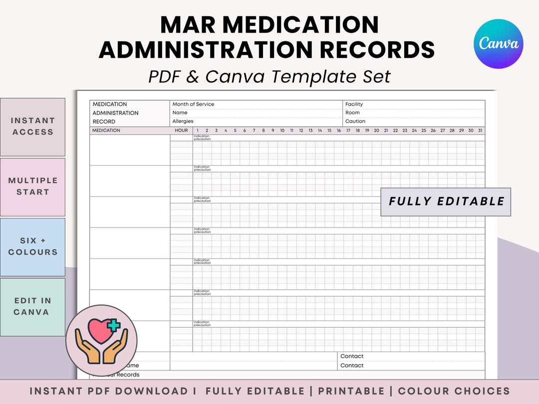 MAR Monthly Medication Administration Record - Daily & Monthly RX ...
