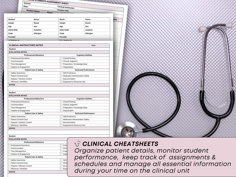Nursing Clinical Instructor Organization Kit - Editable Nurse Report ...