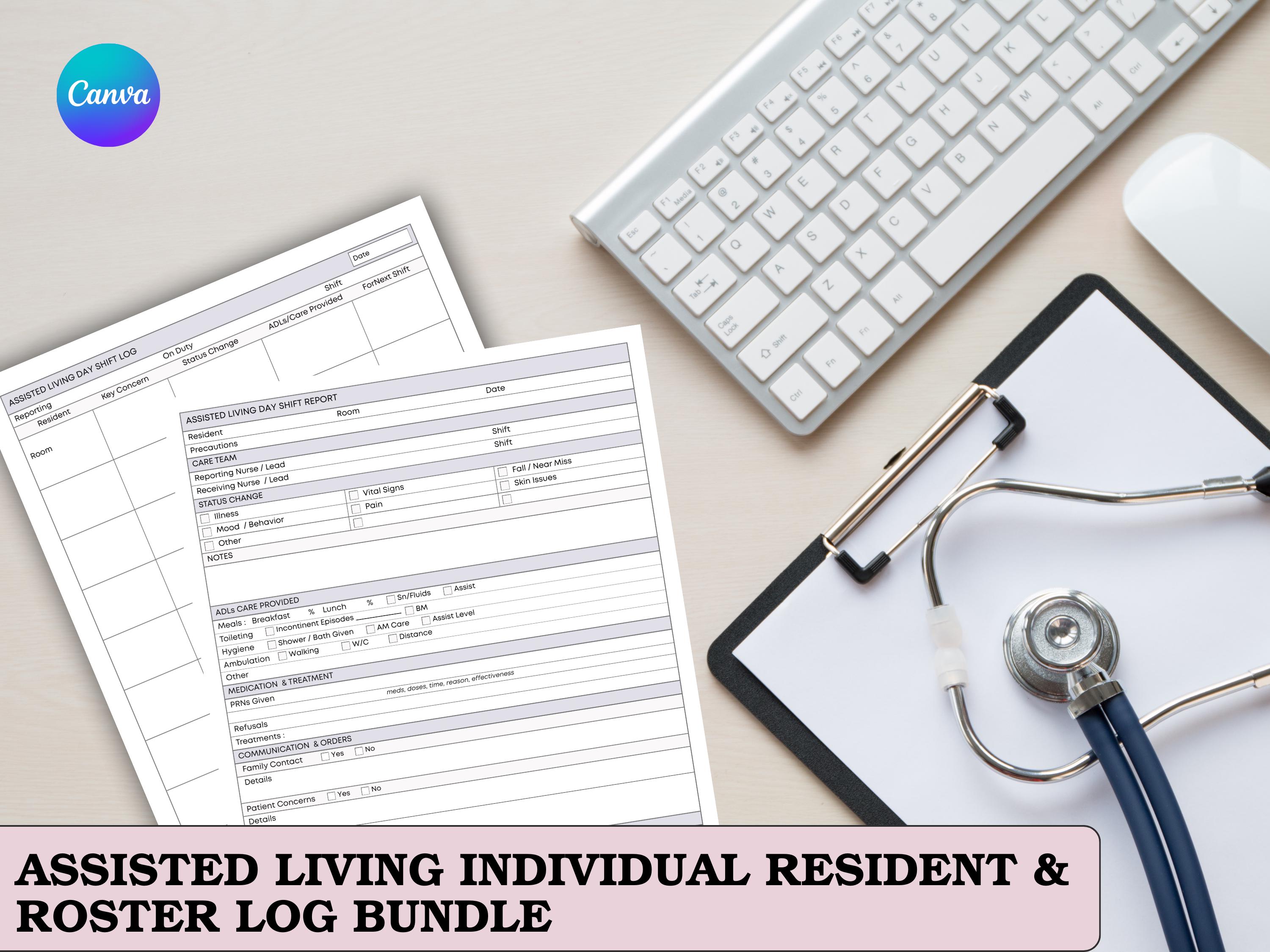 Assisted Living Shift Report Sheets | Unit Roster Nursing Handoff Tool ...
