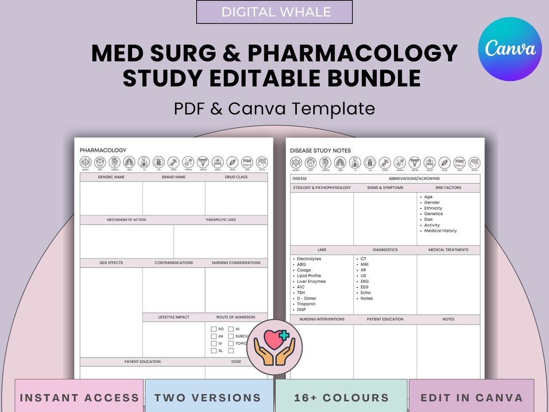 Editable Nurse Study Guide Bundle - Printable Nursing Notes ...