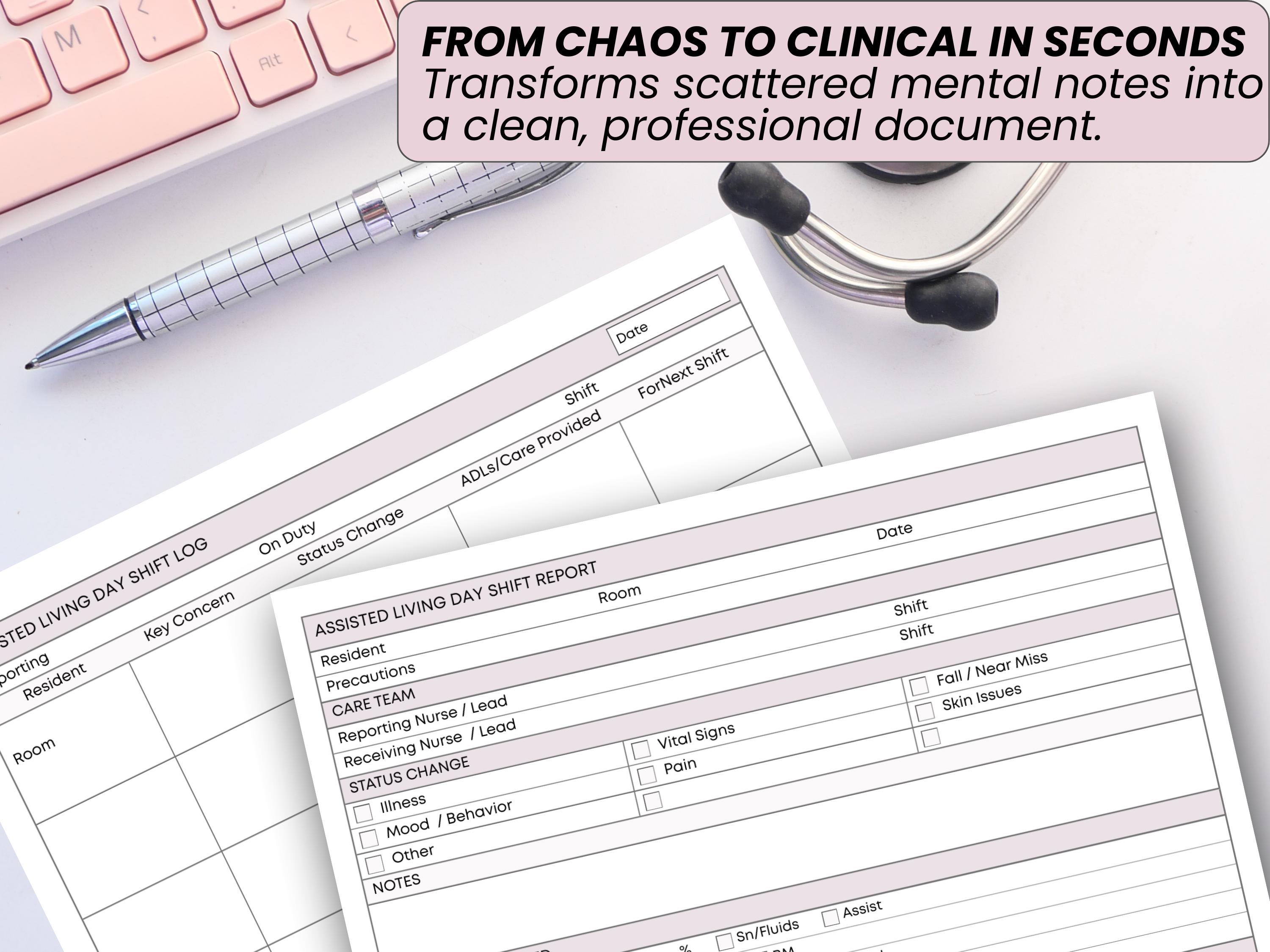 Assisted Living Shift Report Sheets | Unit Roster Nursing Handoff Tool ...