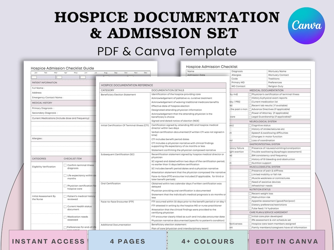 Hospice Documentation Set – Admission Guide & Hospice Documents ...