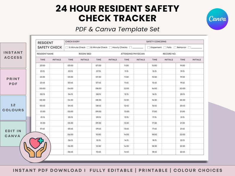 24-hour Resident Safety Check Tracker - Long Term Care Nursing Home ...