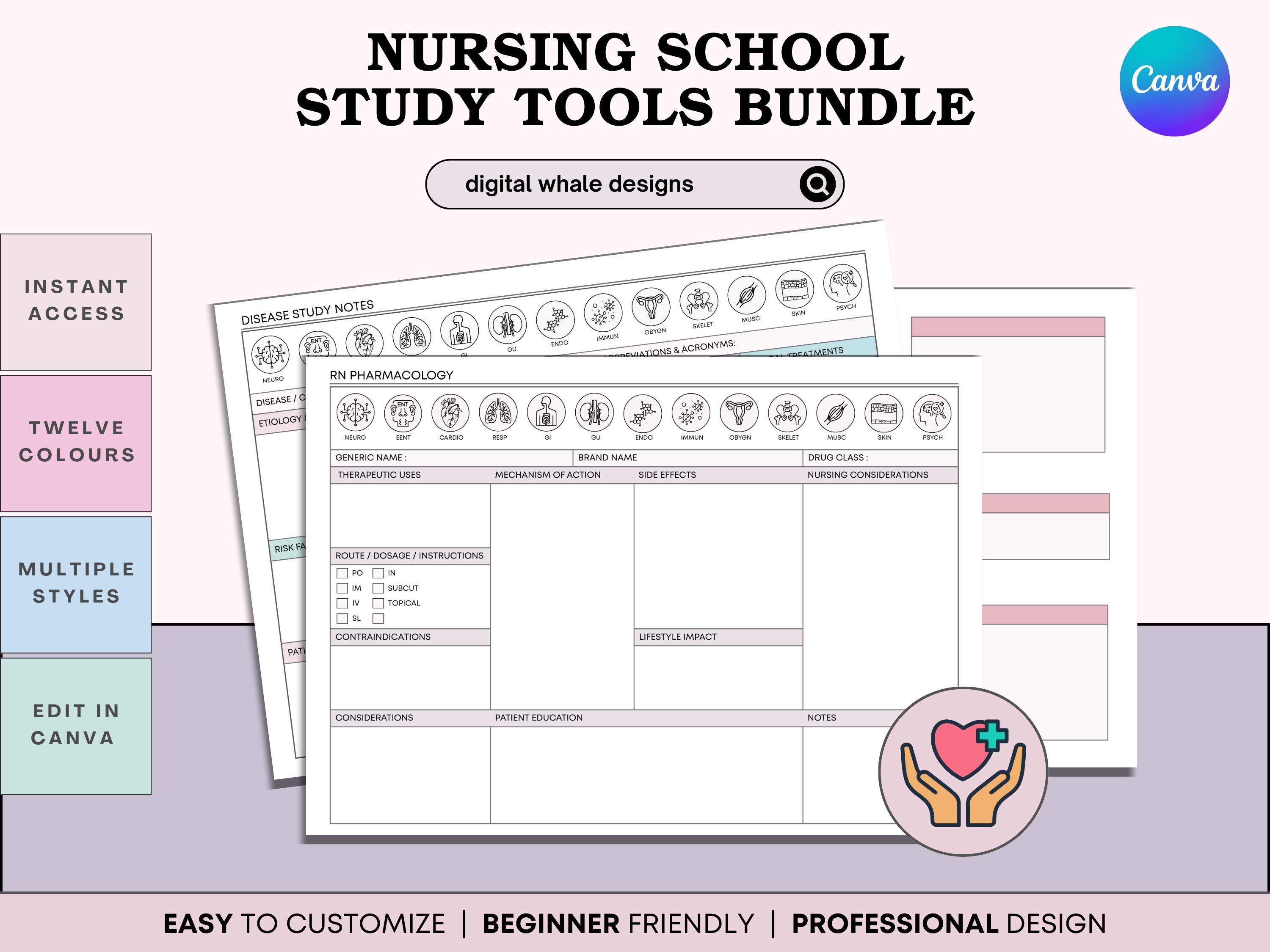 Editable Nurse Study Guide Bundle: Concept Maps, Pharmacology ...