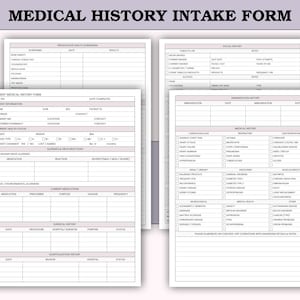 Patient Medical History Intake Form - Inpatient & Outpatient Clinics ...