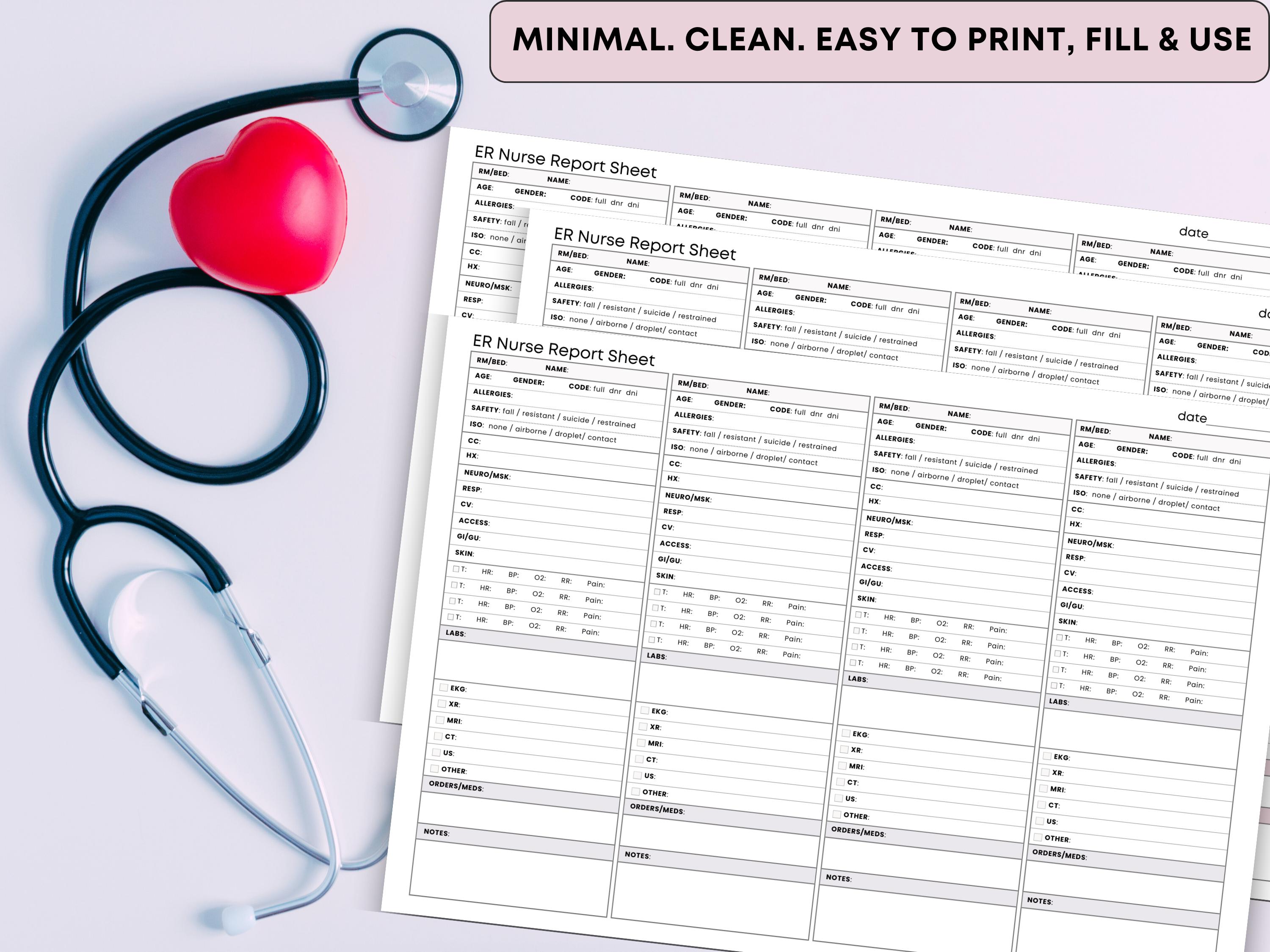ER Nurse Report Sheet - 4-patient Handoff - Urgent Care Trauma Nursing ...
