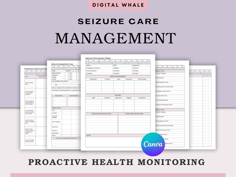 Seizure Tracker Printable Bundle | Seizure Log, Action Plan, Medication ...
