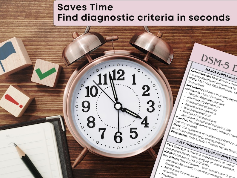 DSM-5 Diagnostic Criteria Cheat Sheet - Quick Reference - Major Depressive, PTSD, Anxiety, ADHD ...