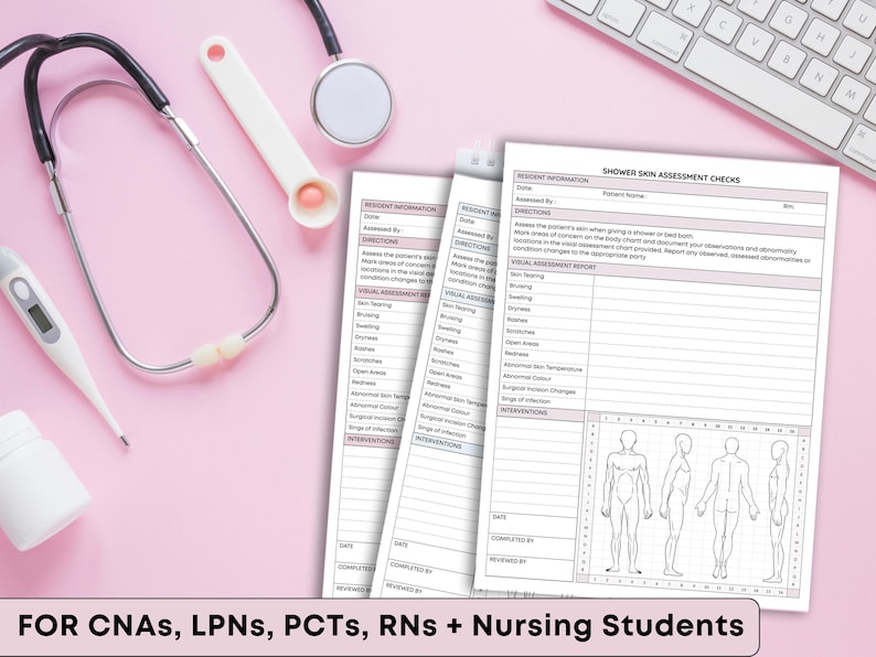 Shower Skin Check Sheet - Nursing Assessment Form, Wound Care ...