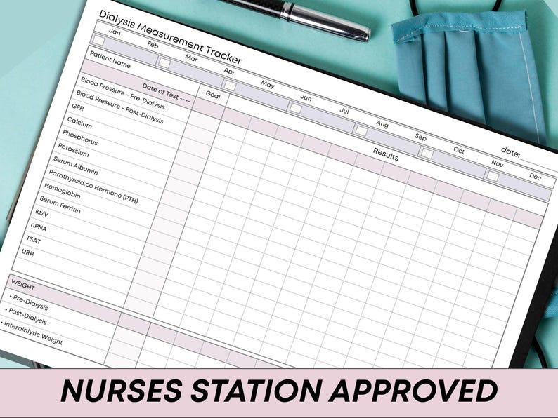 Dialysis Nurse Charting Set – Patient Records, Tracker & Flow Sheet ...