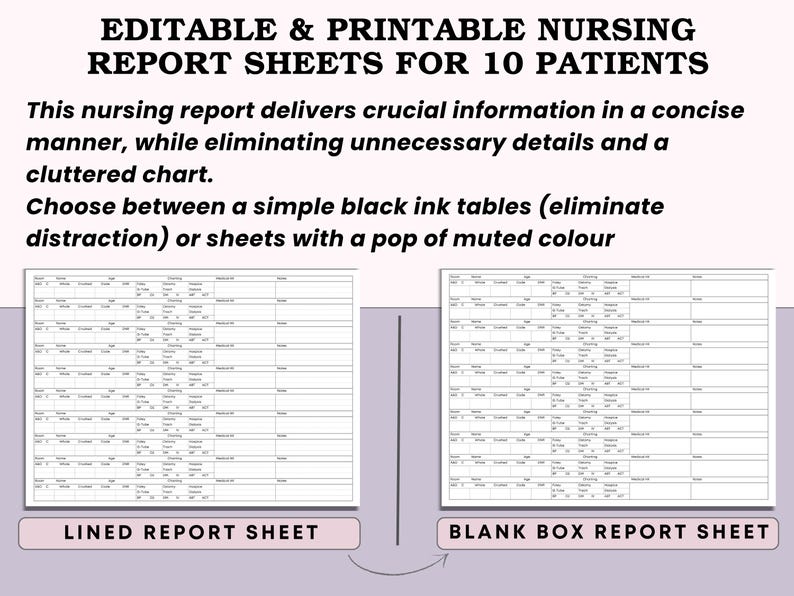 10-patient Nursing Report Sheet - Ltc/snf/hospice/nursing Home Shift ...