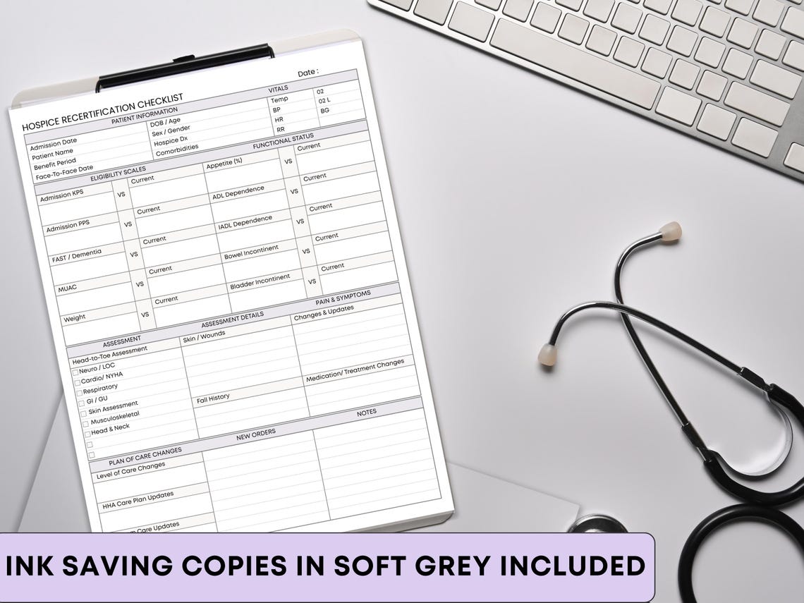 Hospice Recertification & Assessment Checklist – Nursing Tool ...
