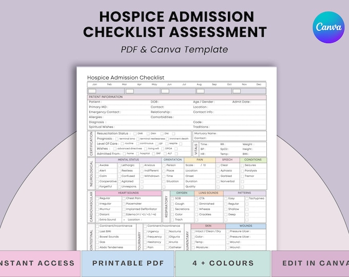 Hospice Assessment Form, Hospice Nurse Cheat Sheet, Hospice ...