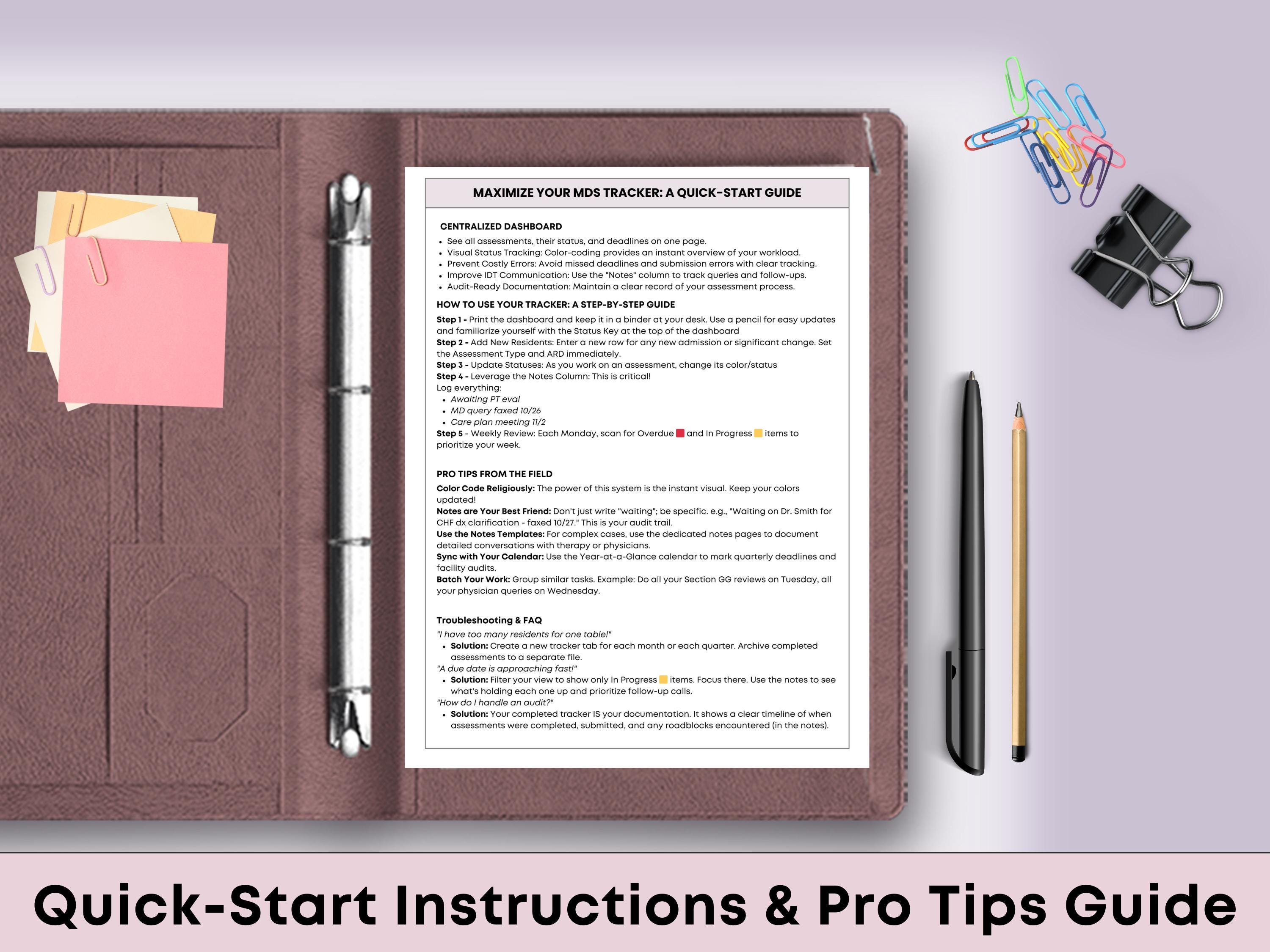 MDS Assessment Tracker Schedule - Long Term Care Coordinator Planner ...