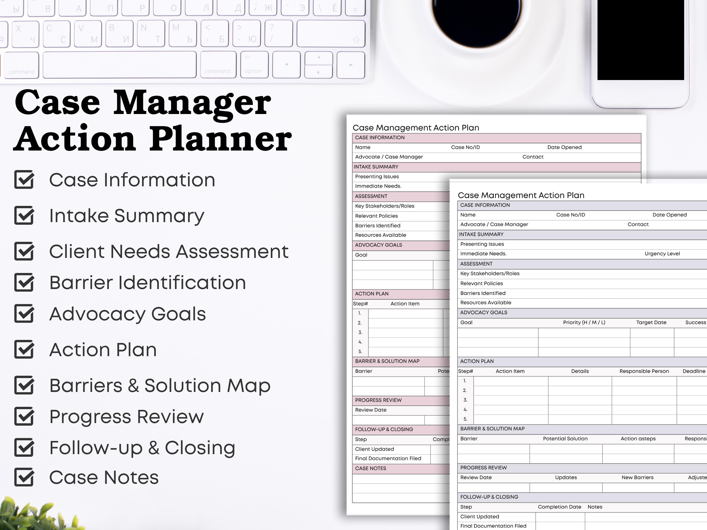Case Management Action Plan Template: Social Worker Caseload Organizer ...