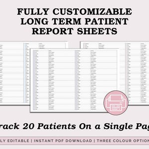 Long Term Care Patient Report Sheet for 20 Patient Long Term Care ...