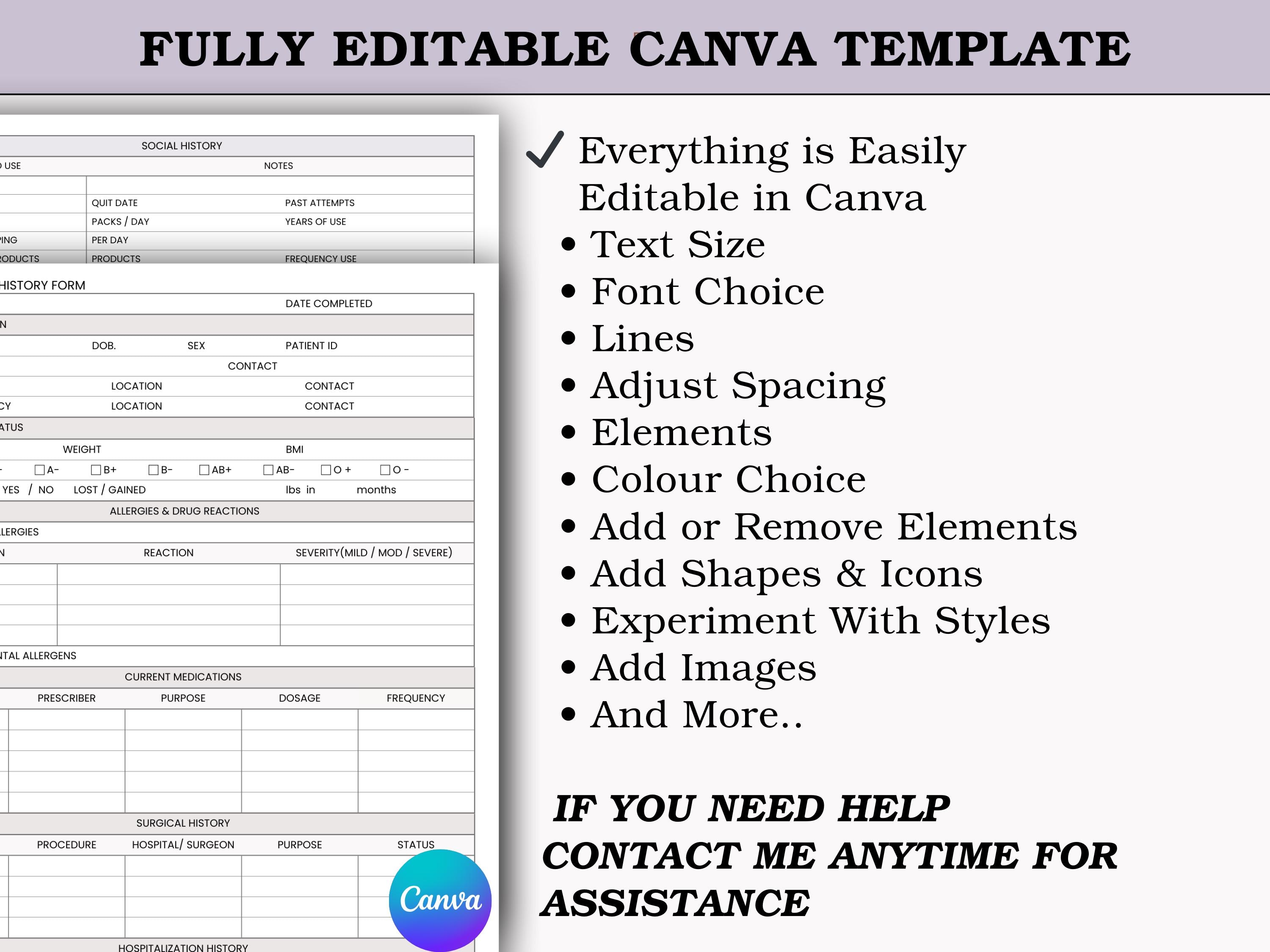 Patient Medical History Intake Form - Inpatient & Outpatient Clinics ...