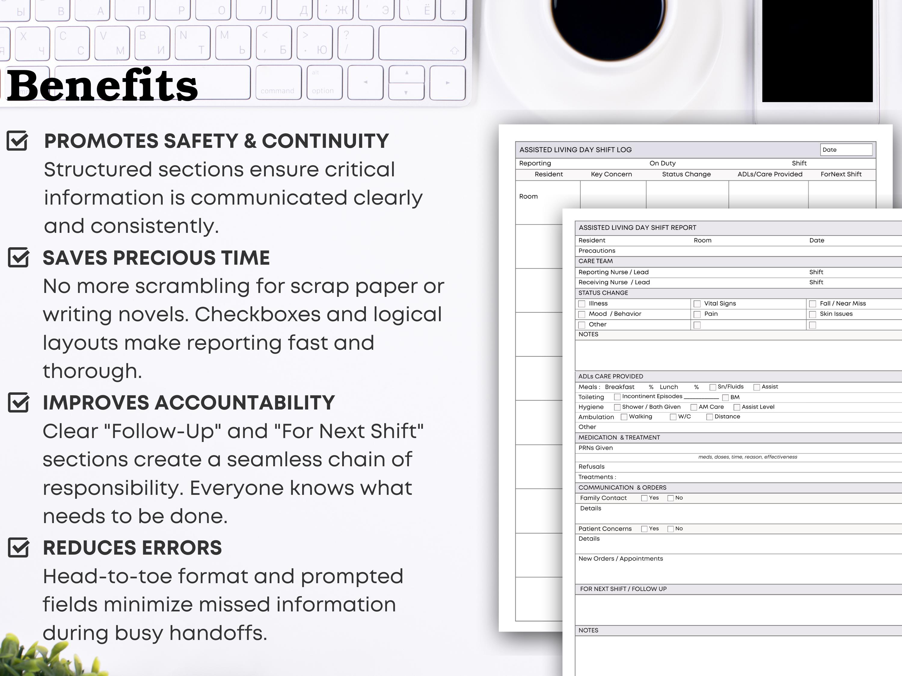 Assisted Living Shift Report Sheets | Unit Roster Nursing Handoff Tool ...