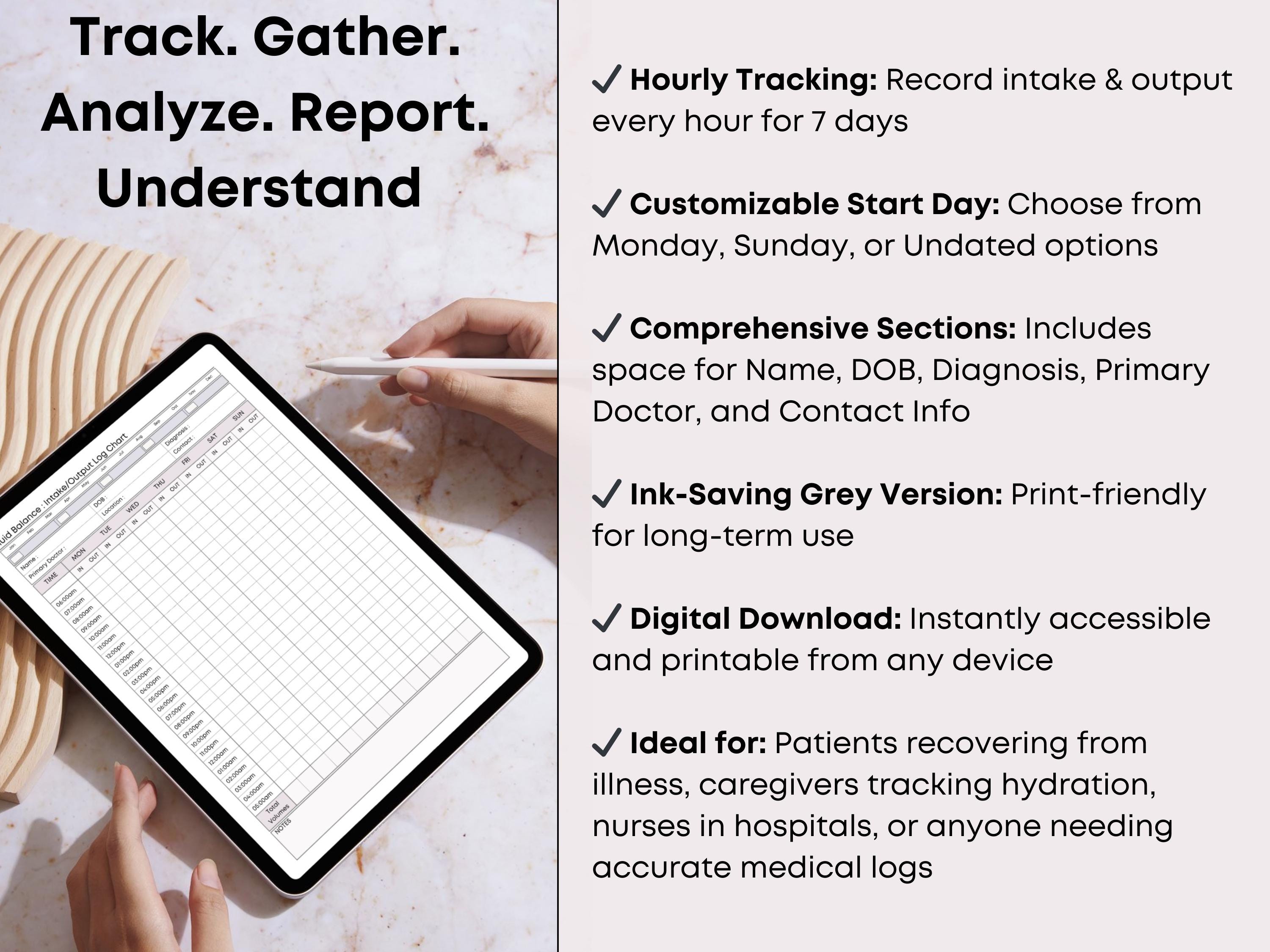 Fluid Balance Chart Printable | Daily Intake & Output Tracker | Medical ...