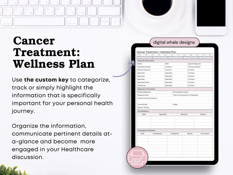 Cancer Treatment Organizer Printable | Medical Progress Tracker ...