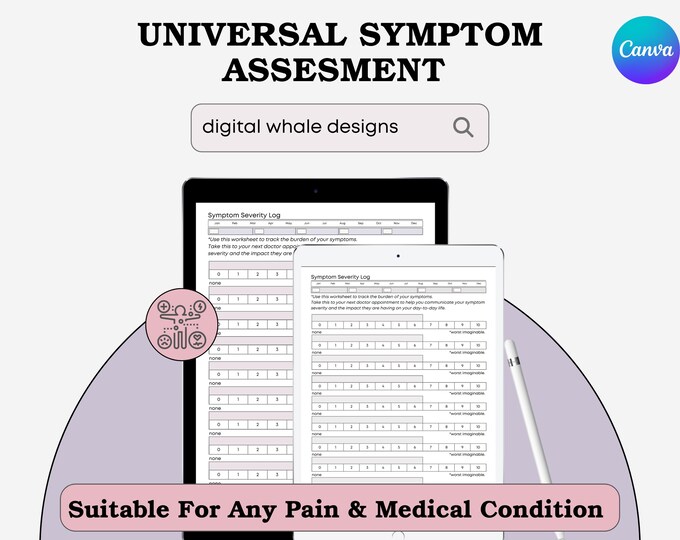 Vertigo Tracker Printable PDF | Symptom Tracker | Vertigo Log | Chronic ...