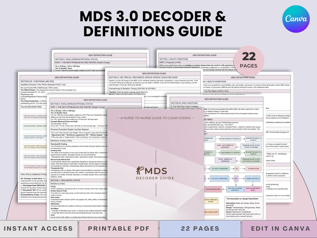 The MDS Decoder: Professional Guide + Flowcharts | Nurse Assessment ...