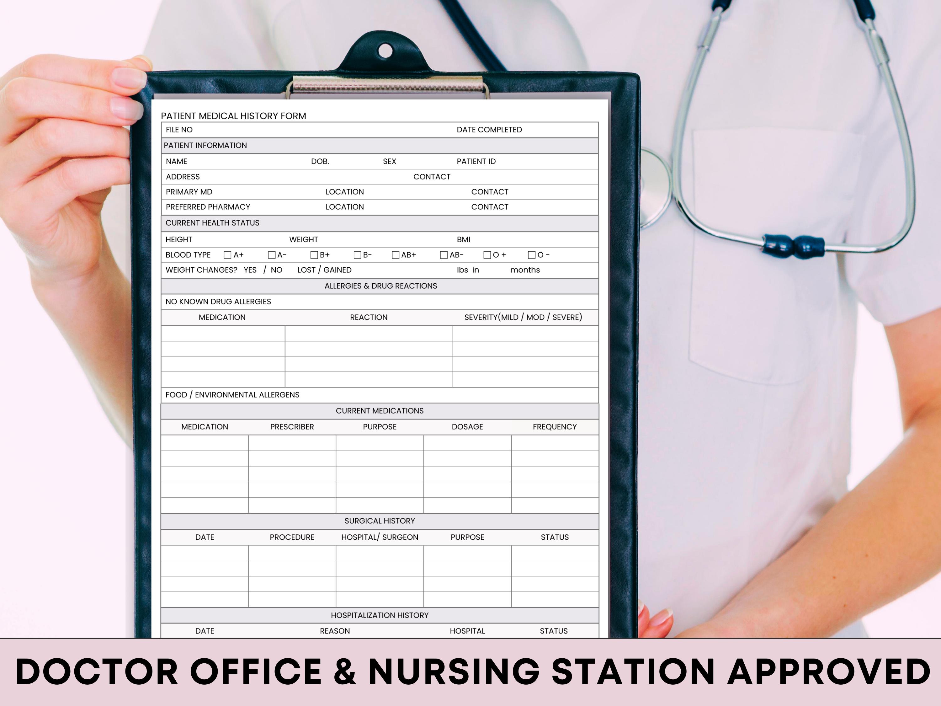 Patient Medical History Intake Form - Inpatient & Outpatient Clinics ...