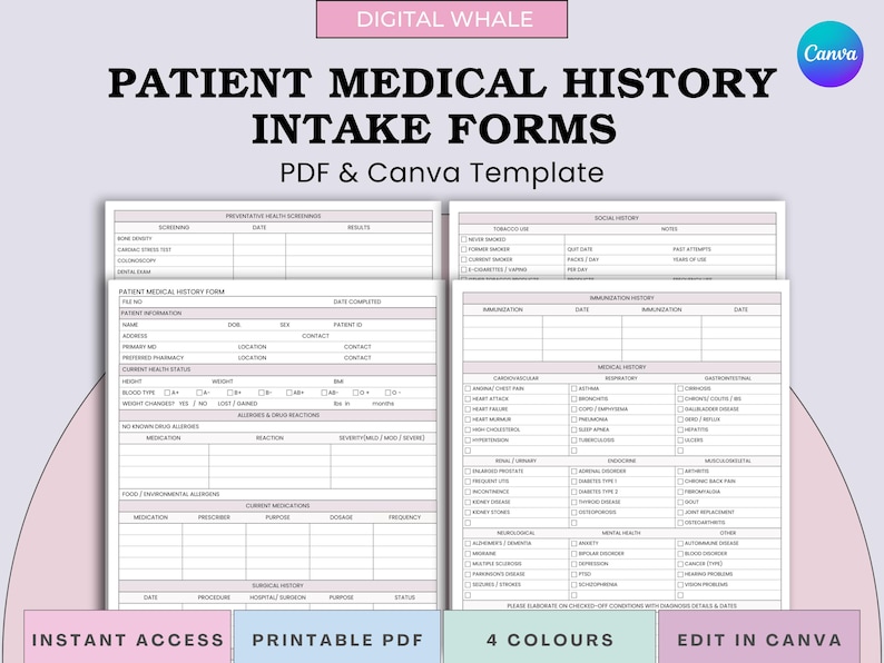 Patient Medical History Intake Form - Inpatient & Outpatient Clinics ...