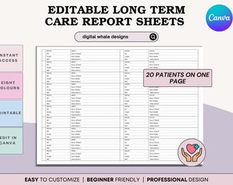 Long Term Care Report Sheet for 15 Patients Long Term Care Report Sheet ...
