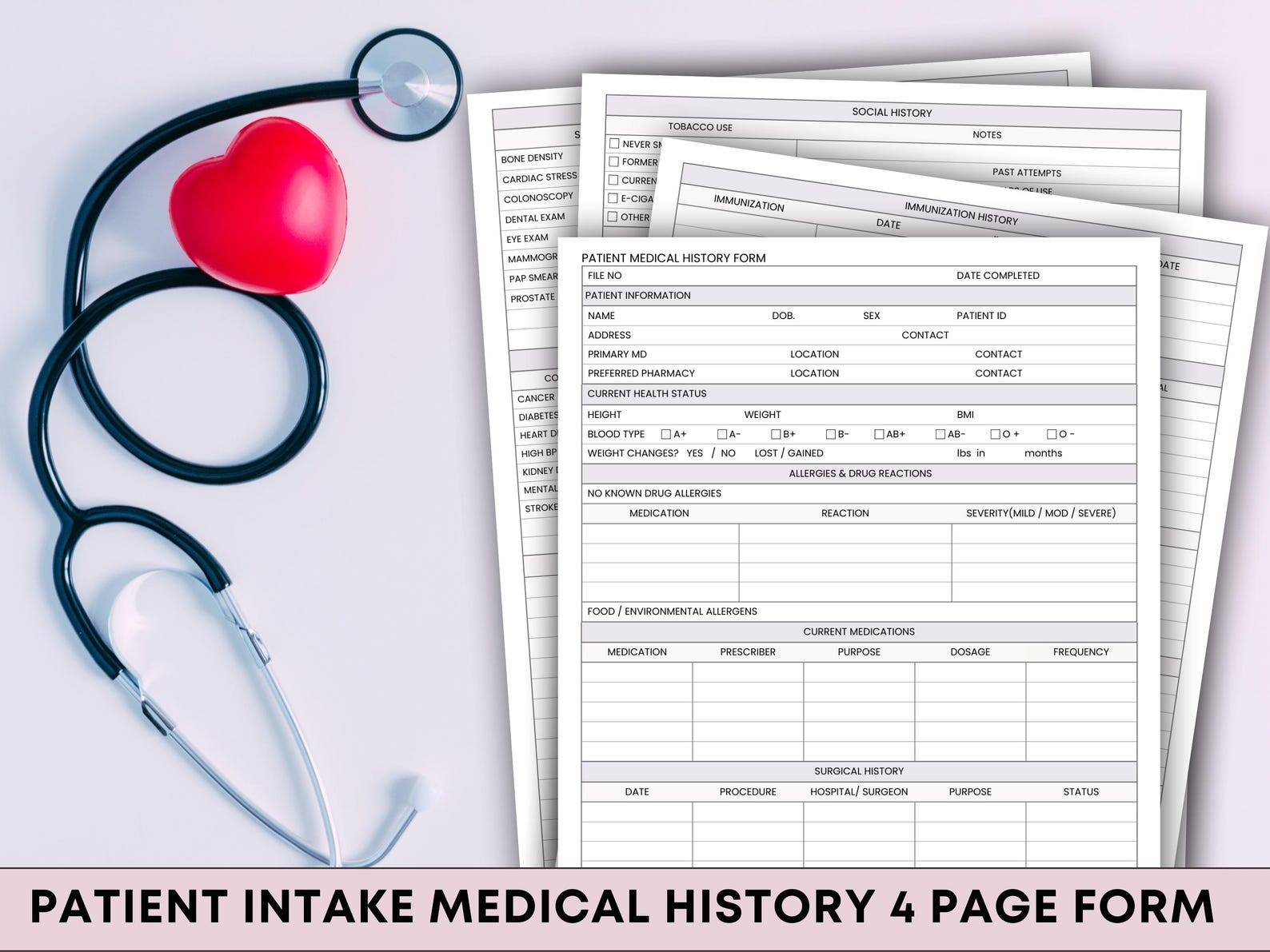 Patient Medical History Intake Form - Inpatient & Outpatient Clinics ...