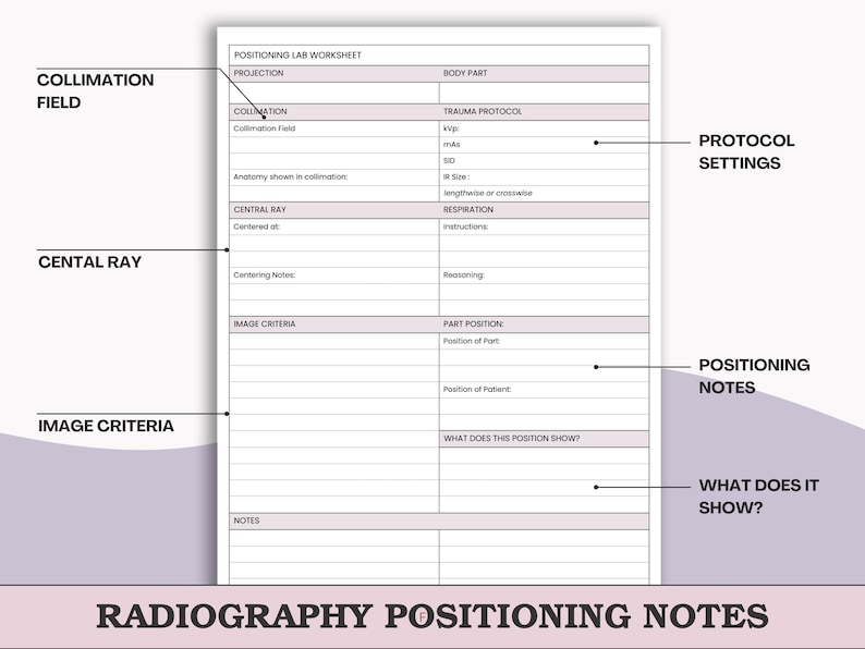Radiography Positioning Procedures Lab Worksheet - Radiology Clinical ...