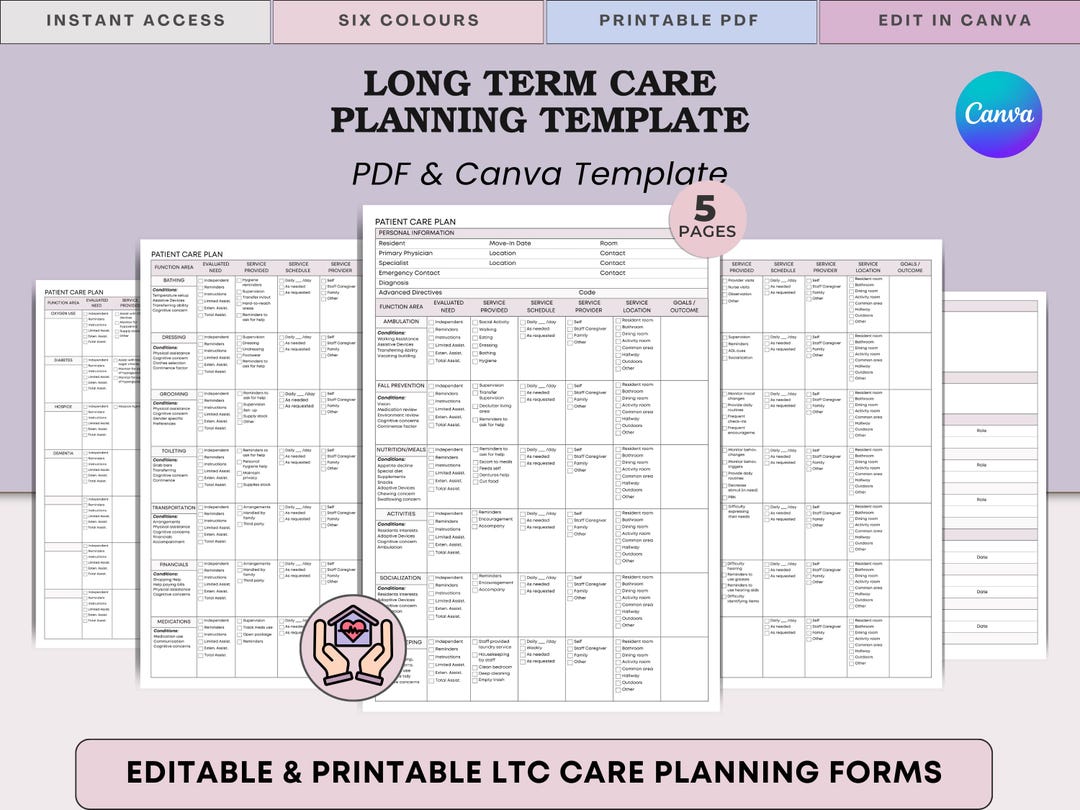 Care Plan Template for Long Term Care, Assisted Living & Nursing Homes ...