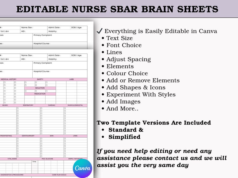 SBAR Nurse Report Sheet - Detailed & Simplified Version - Nursing ...