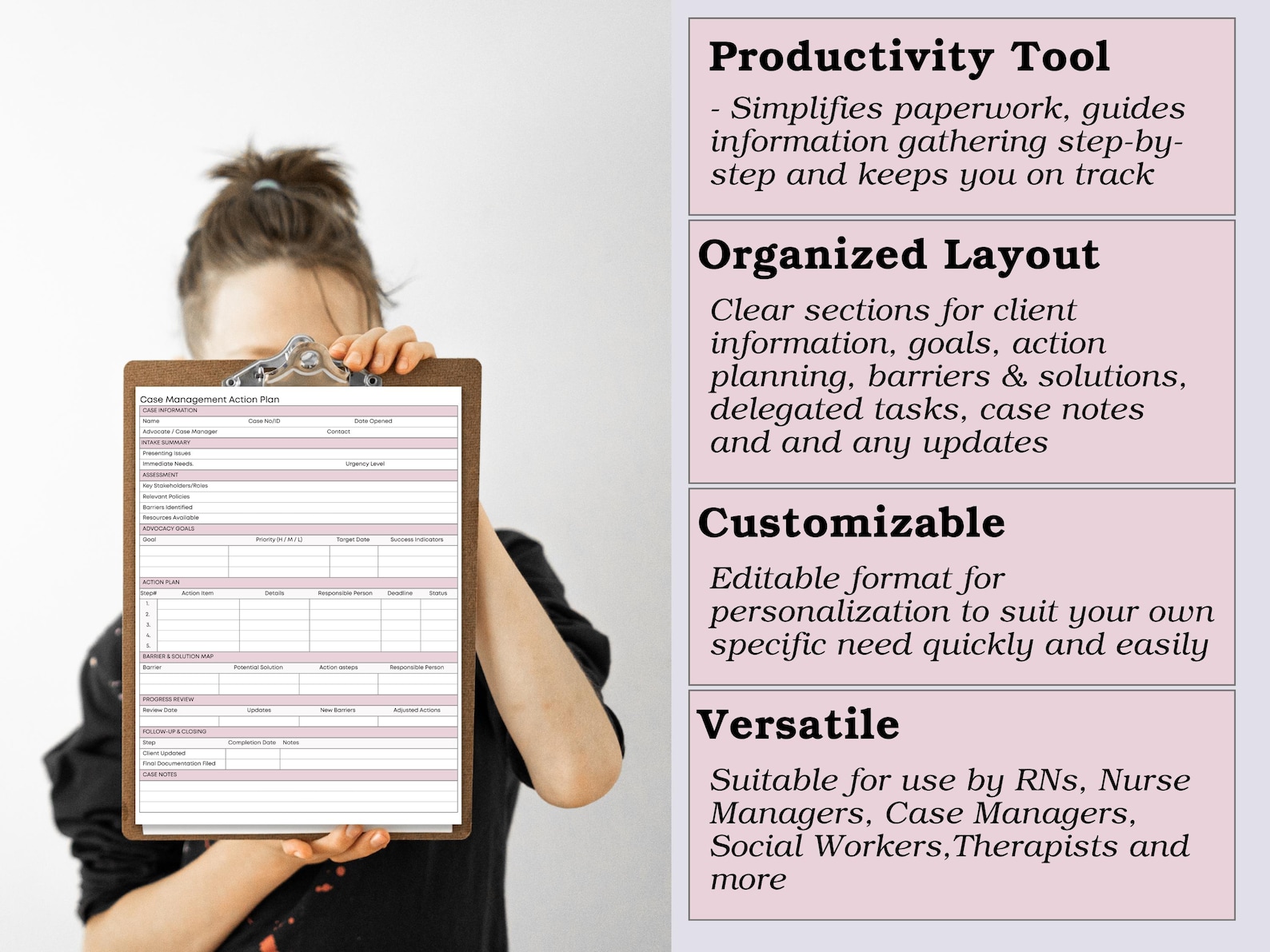 Case Management Action Plan Template: Social Worker Caseload Organizer ...