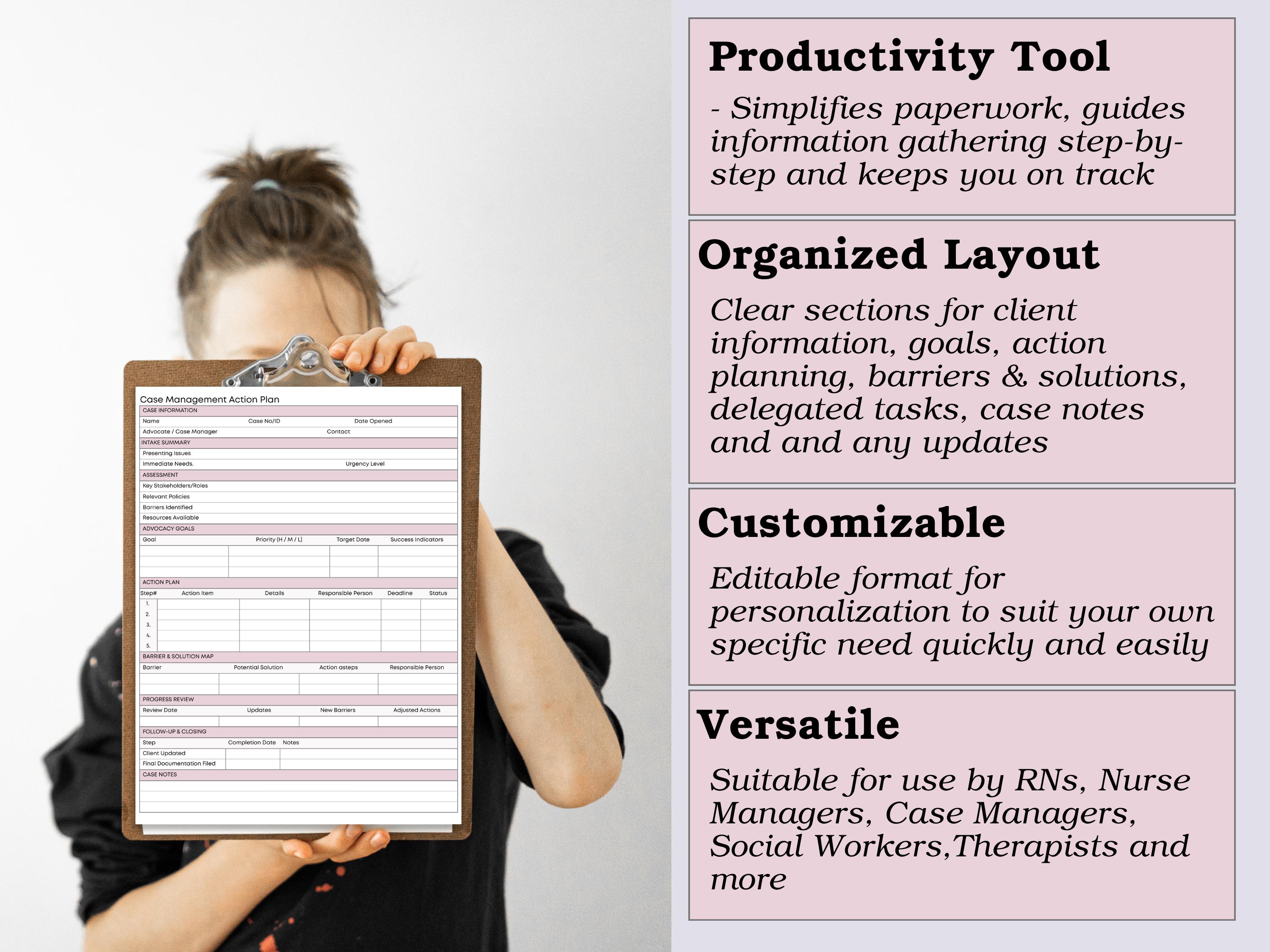 Case Management Action Plan Template: Social Worker Caseload Organizer ...