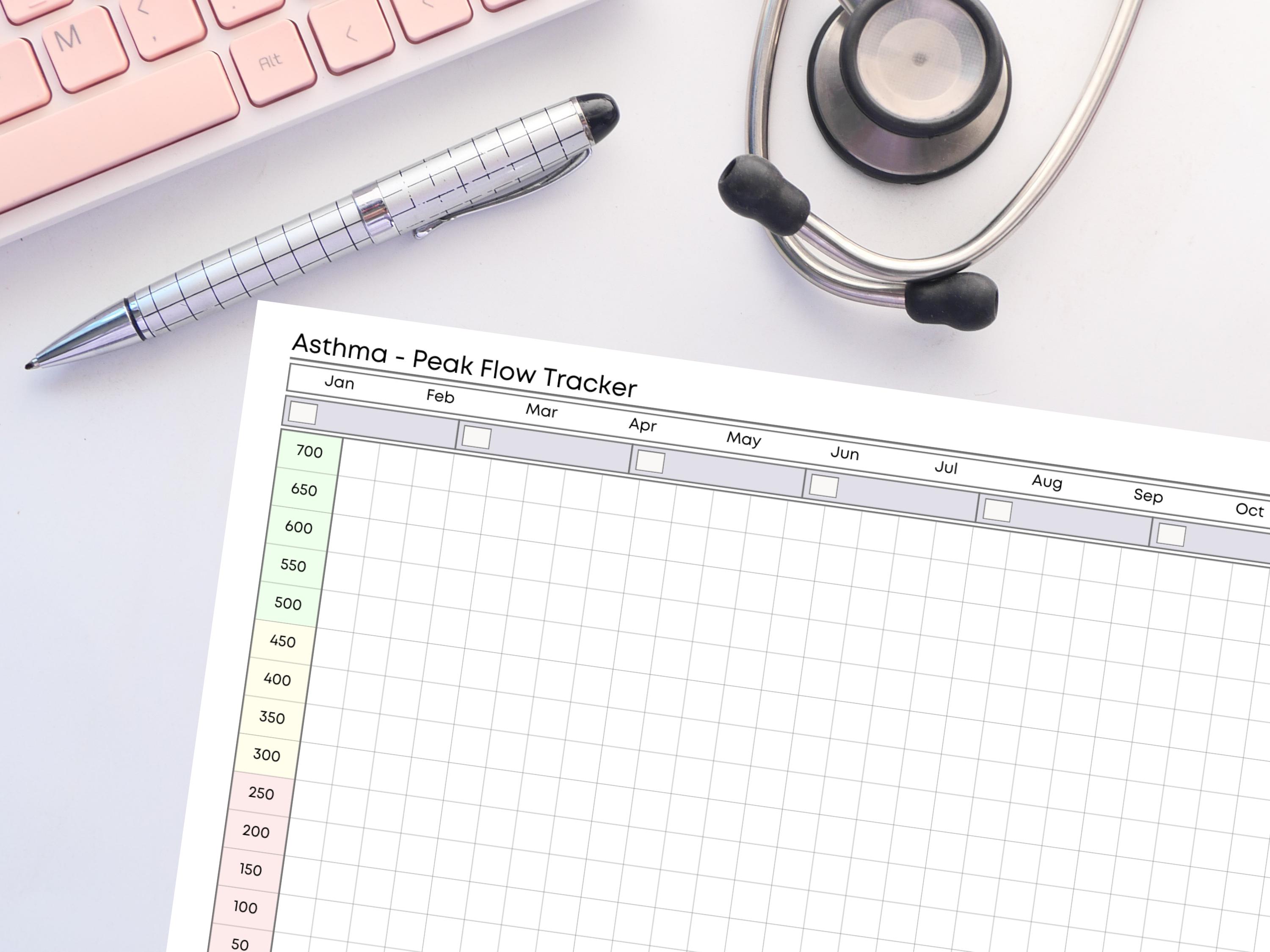 Weekly Peak Flow Chart for Asthma Management - Track Medication ...