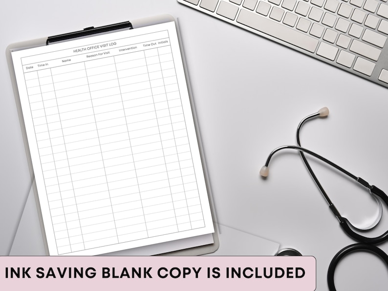 School Nurse Office Visit Log Templates - Individual Student & Health ...