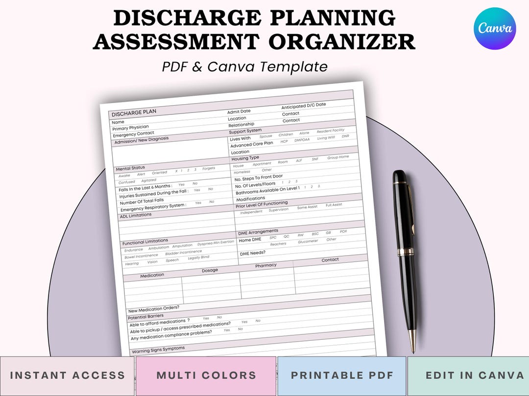 Discharge Planning Assessment Organizer Form - Nursing Case Manager ...