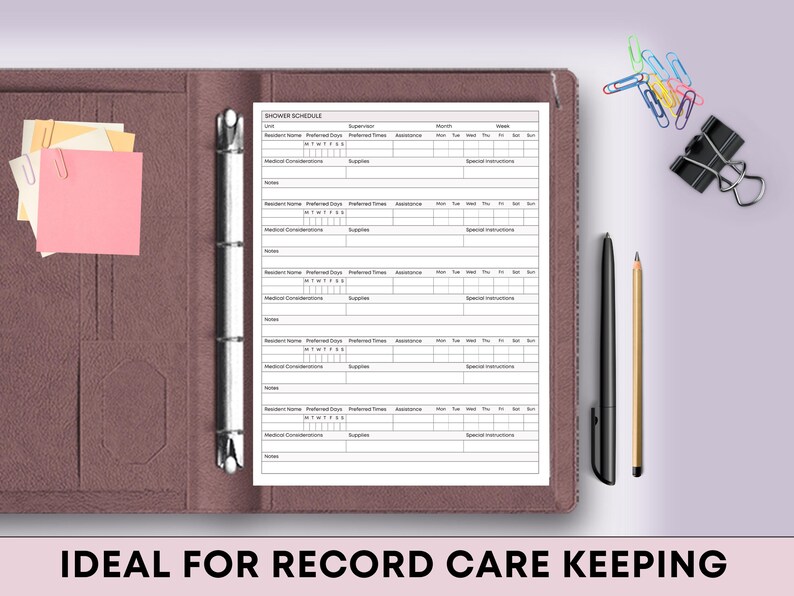 ADL Shower Schedule & Tracking System for Assisted Living and Nursing ...