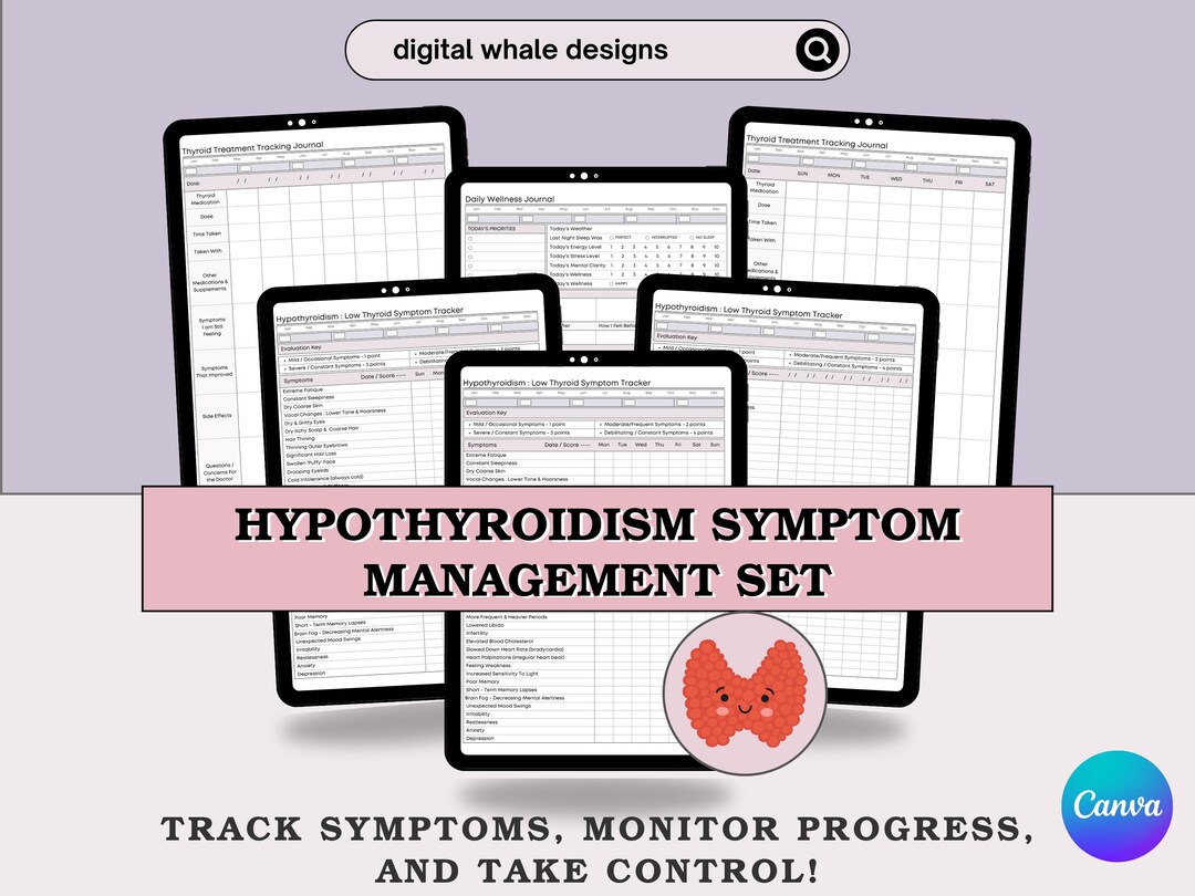Hypothyroidism & Hashimoto's Symptom Tracker - Thyroid Medication + Lab Result Log - Printable ...