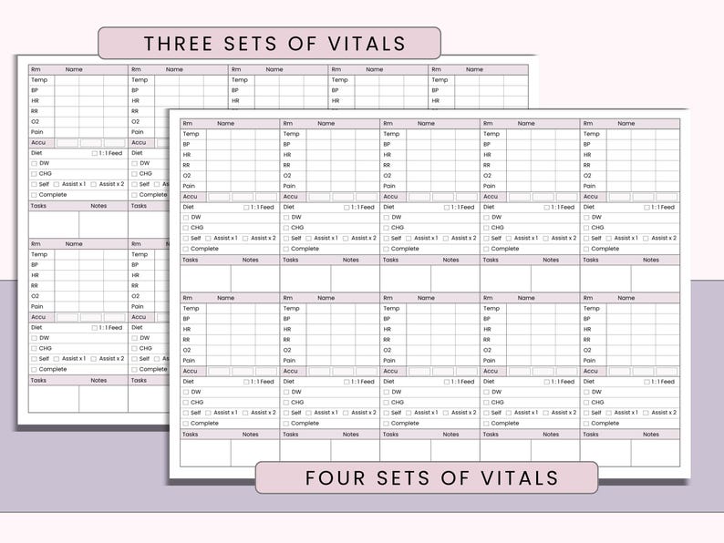 10-patient Nursing Vitals Report Sheet - Accu Checks, Tasks - CNA, PCT ...
