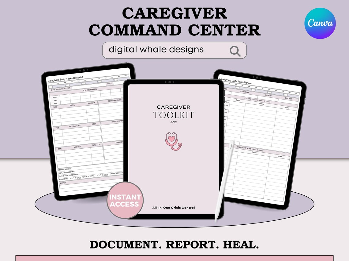 Caregiver Printable Binder Set: Schedules, Trackers, Care Plans, Wound ...