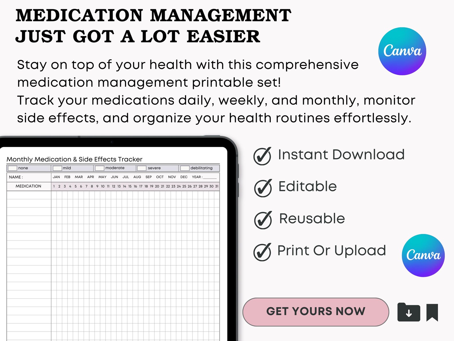 Medication Tracker Bundle | Printable Medication Log & Planner | Pill ...