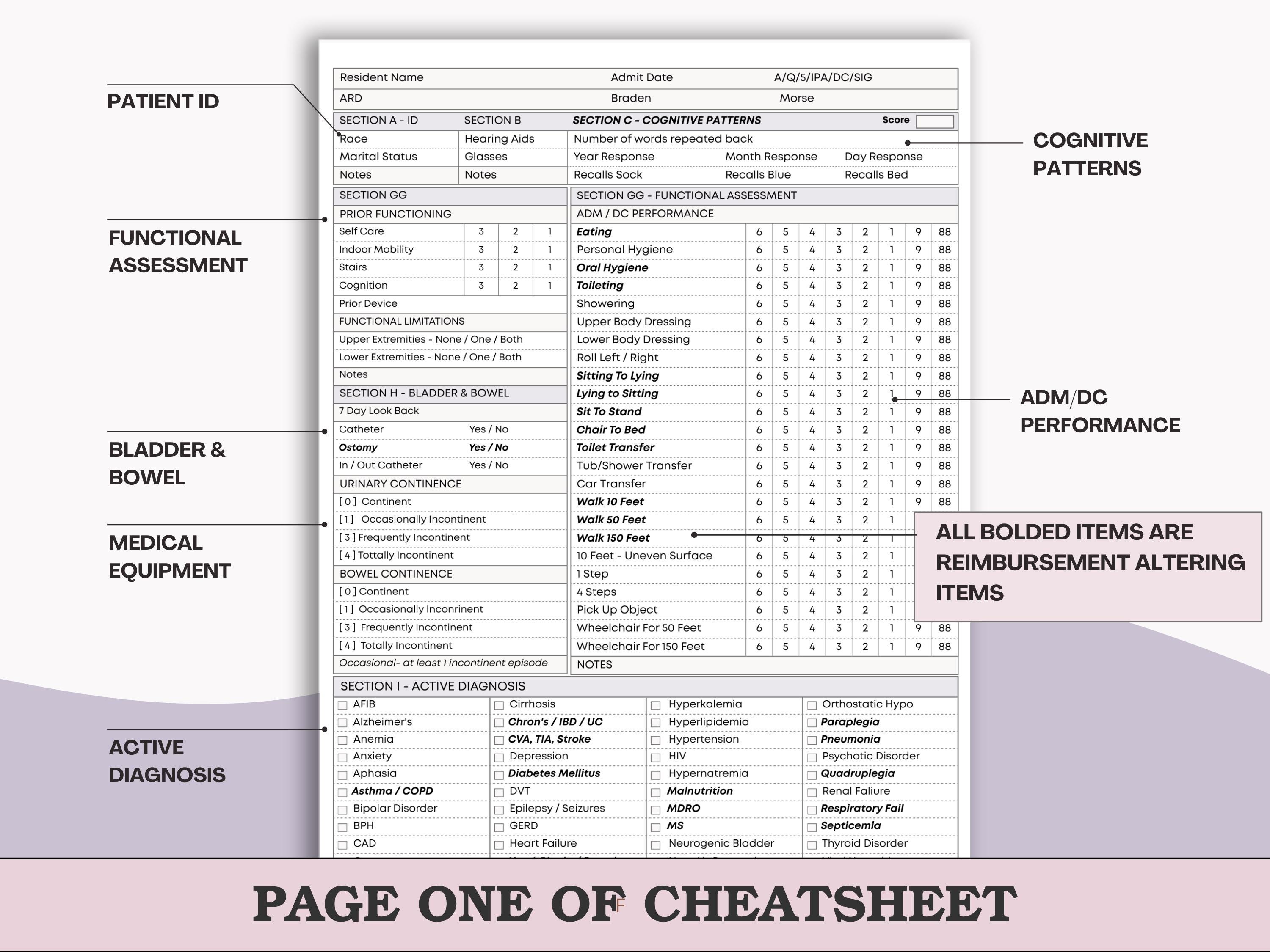 MDS 3.0 PDPM Assessment Documentation Cheat Sheet - MDS Coordinator ...