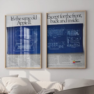 Set of 2 Retro Apple II Poster, Apple II Poster, Apple Macintosh Poster ...
