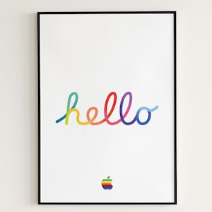 Apple Hello Poster, Apple Logo Poster, Rainbow Apple Logo, Apple Wall ...