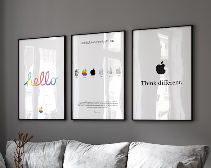 3er Set Apple Poster, Apple Logo Poster, Apple Logo, Apple Logo, Apple ...