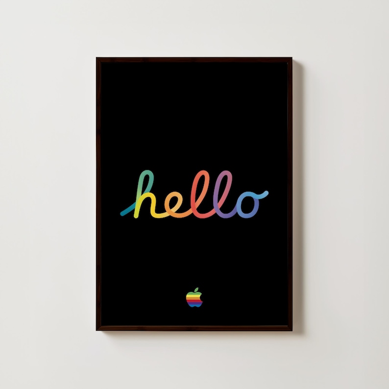 Apple Hello Poster, Apple Logo Poster, Rainbow Apple Logo, Apple Wall ...